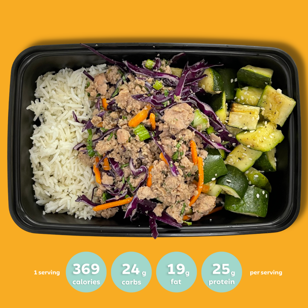 Meal #06-Turkey Stir Fry with cabbage and carrots, basmati rice, and ...